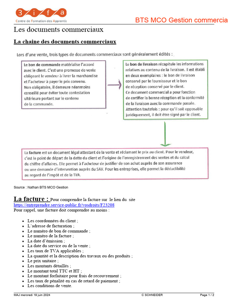 Les Documents Commerciaux Cours | PDF | Facture | Taxe sur la valeur ajoutée