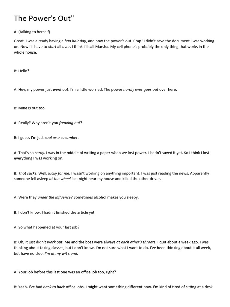 The Power's Out | PDF