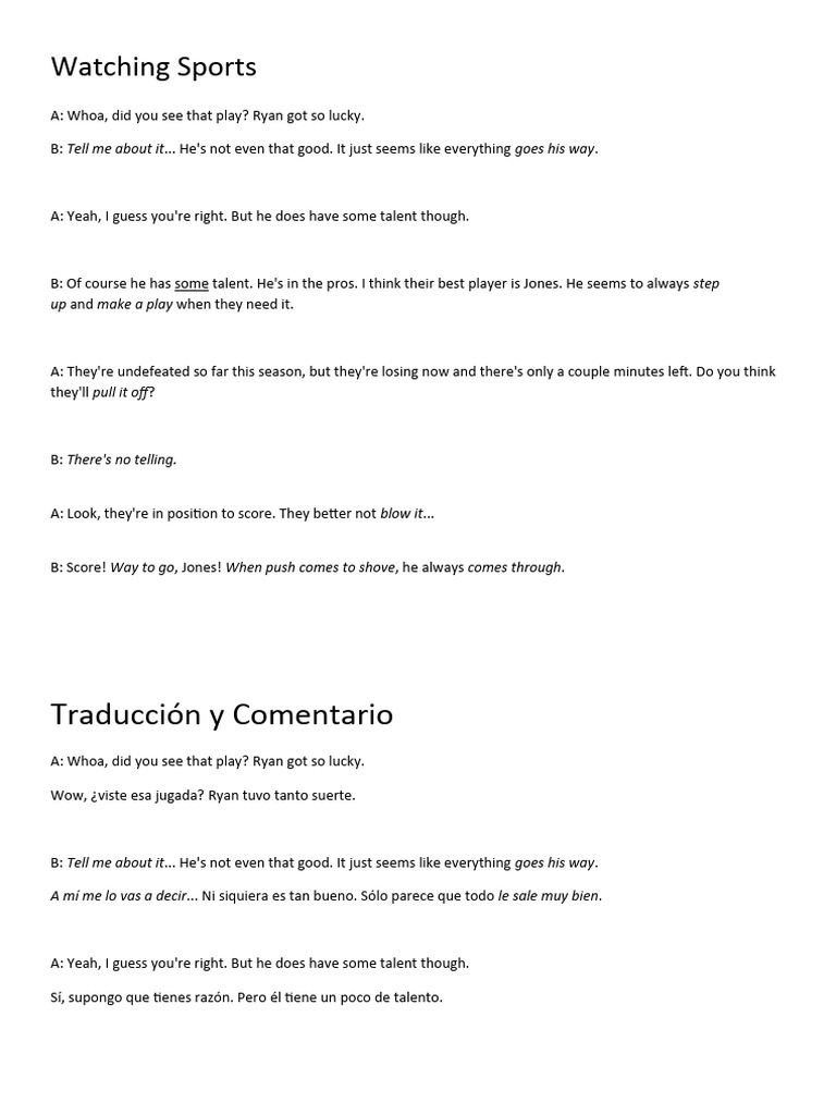 Conversación sobre deportes y jugadores | PDF | Música grabada