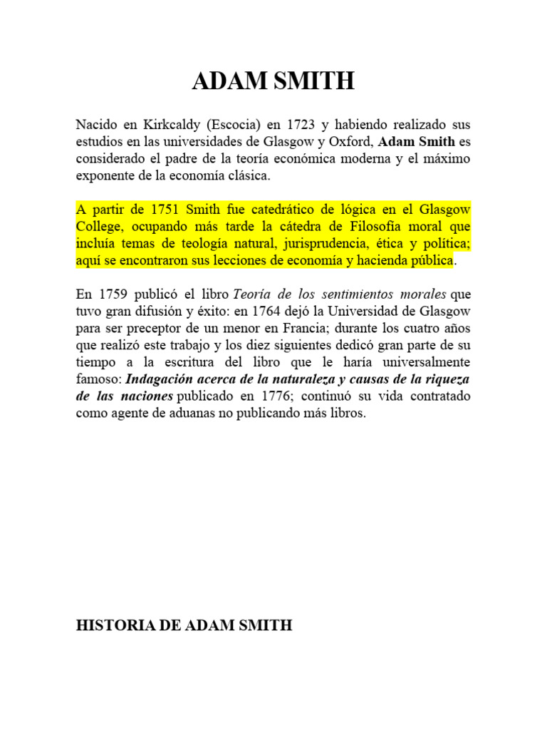 Adam Smith | PDF | Adam Smith | Mercado libre