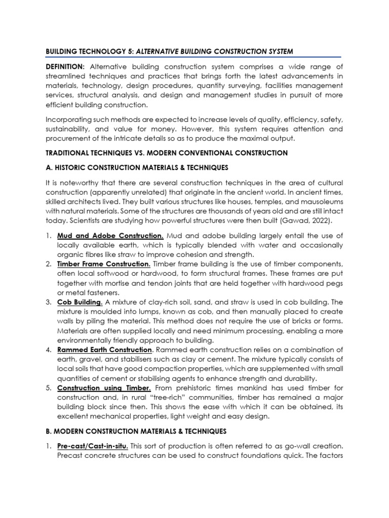 Alternative Building Construction Systems | PDF | Prestressed Concrete ...