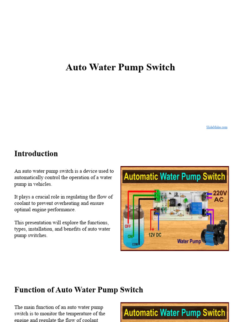 Auto Water Pump Switch | PDF | Switch | Pump