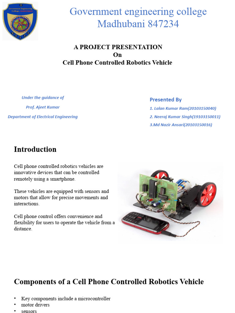 Cell Phone Controlled Robotics Vehicle Final Pdf Robotics Mobile