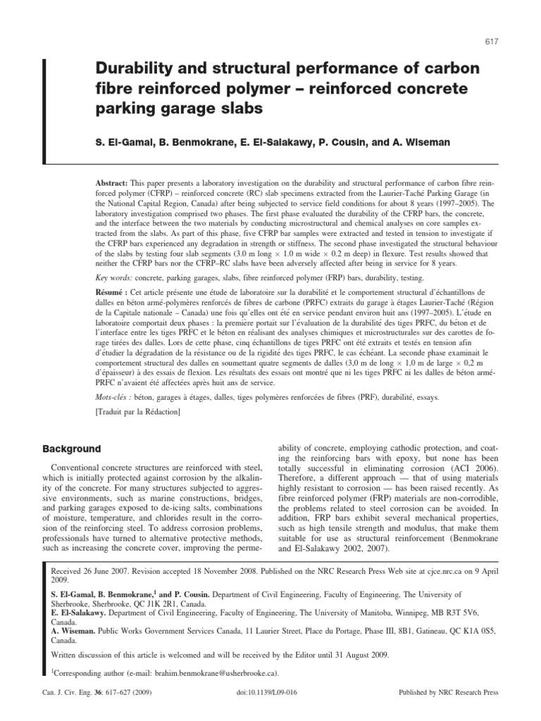 Durability and Structural Performance of Carbon Fibre Reinforced ...