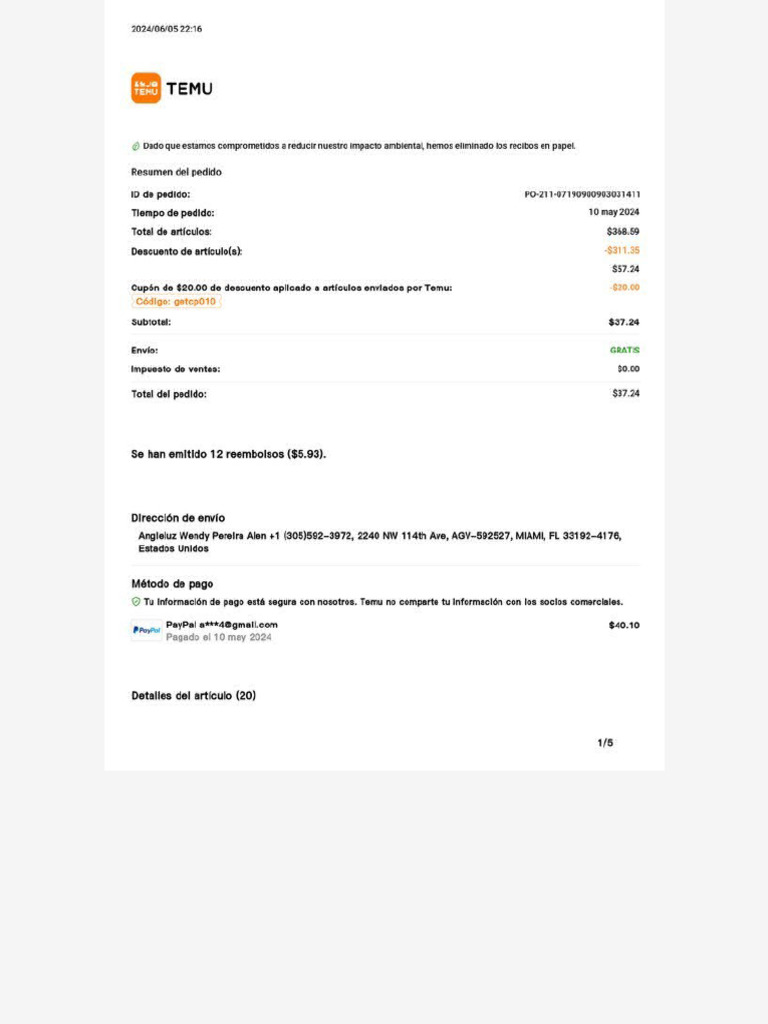 Temu Recibo | PDF
