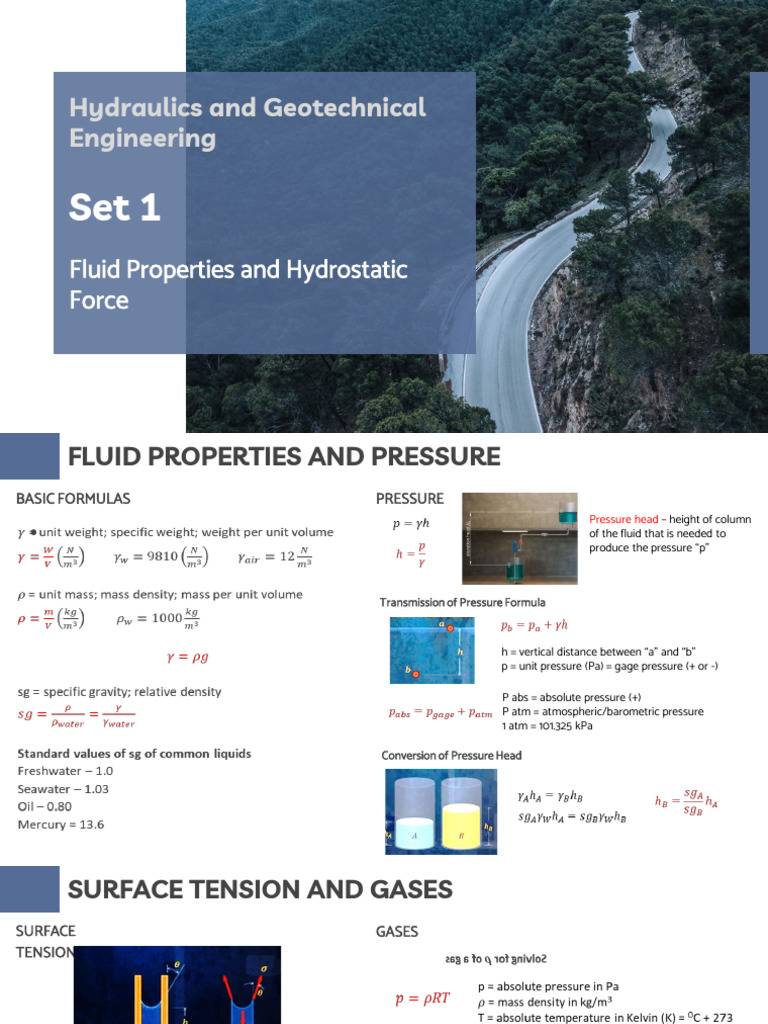 Set 7 Fluid Properties and Hydrostatic Force | PDF | Pressure | Pressure Measurement