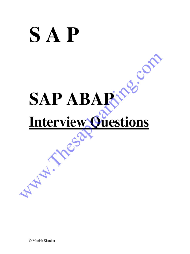 Sap Abap Interview Questions | PDF | Databases | Database Index