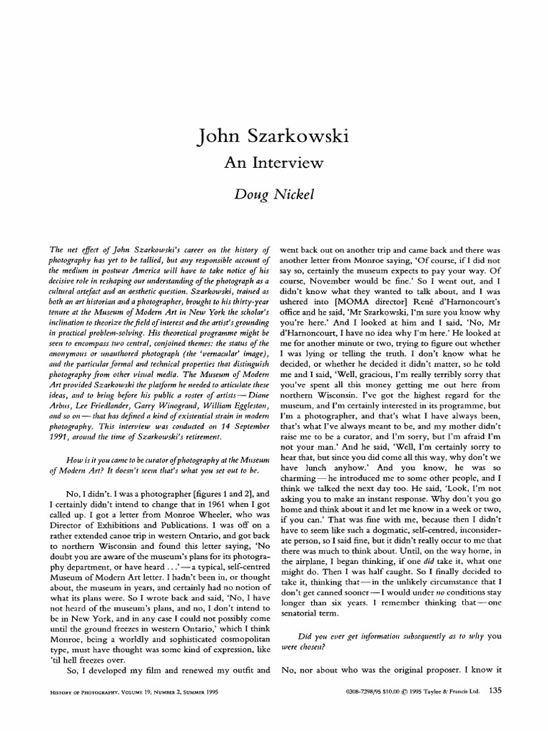 Douglas Nickel, John Szarkowski | PDF
