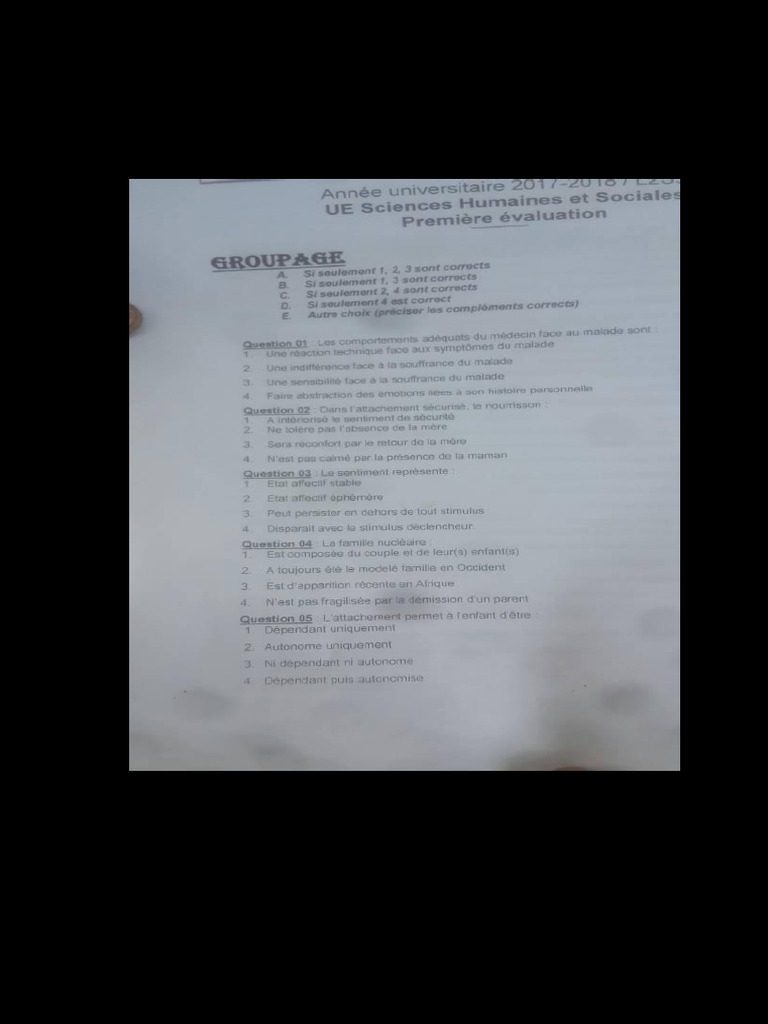 Evaluation 1 d'SHS | PDF