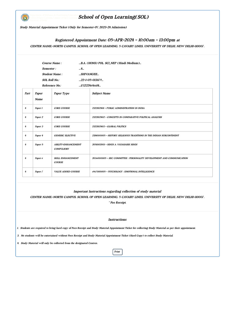 SOL Study Material Appointment | Download Free PDF | Cognition