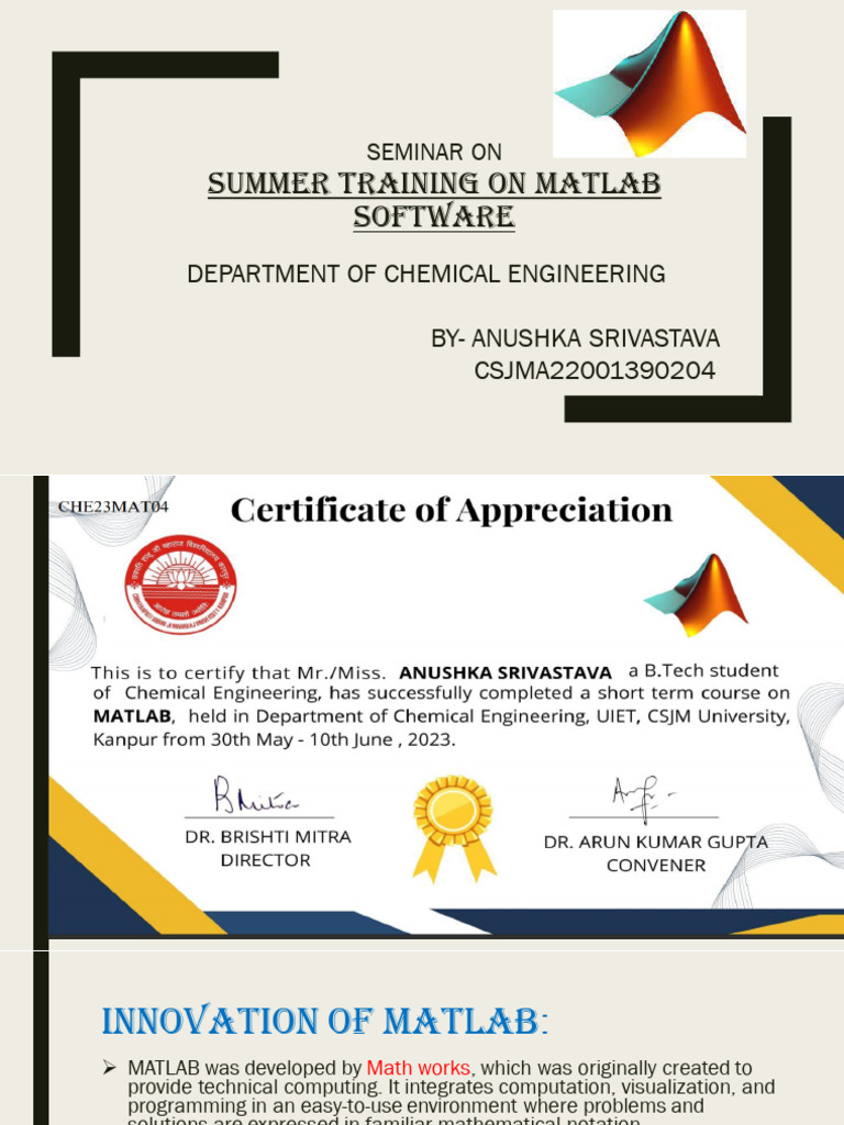 Matlab Presentation 204 | PDF | Matlab | Matrix (Mathematics)