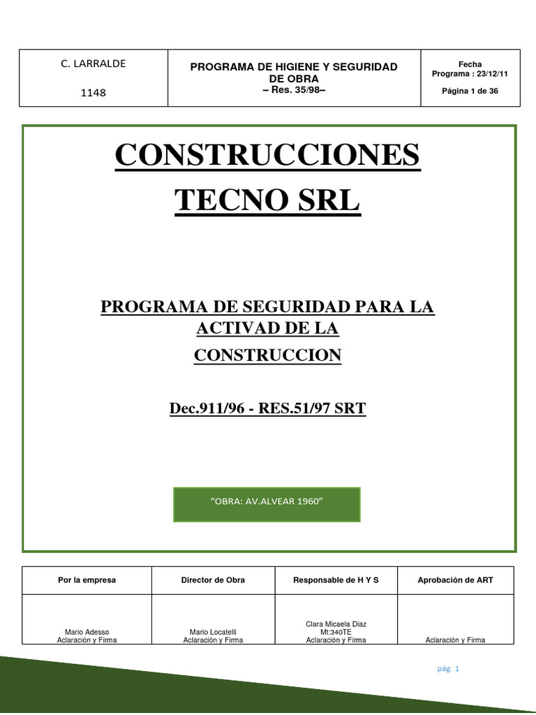 Programa de Seguridad en Construcción | Descargar gratis PDF ...