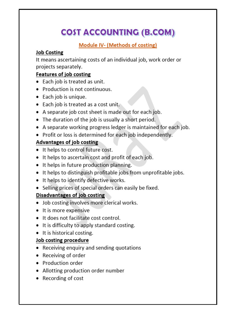 Cost Accounting - Bcom - Module 4 | PDF | Cost Accounting | Employment
