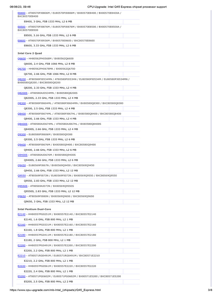CPU-Upgrade - Intel Q45 Express Chipset Processor Optiplex 780 | PDF | Computer Engineering | Intel