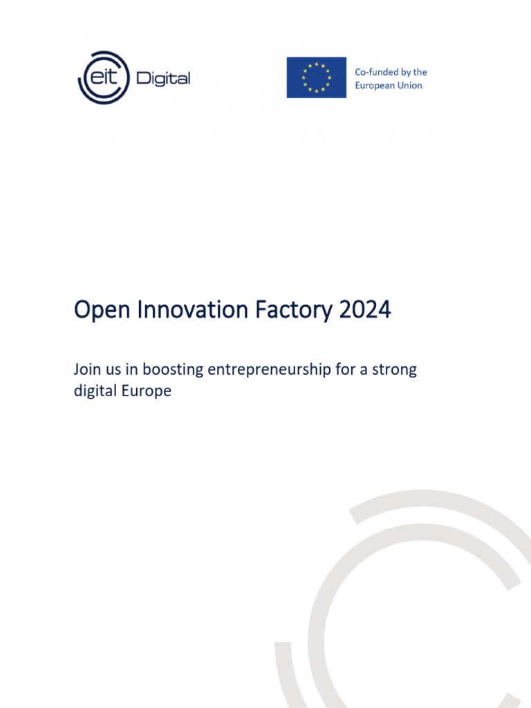 EIT Digital Open Innovation Factory 2024 Document | PDF | Venture Capital | Corporate Finance
