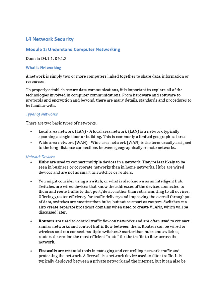 L4 Network Security: Module 1: Understand Computer Networking | PDF | Osi Model | Computer Network