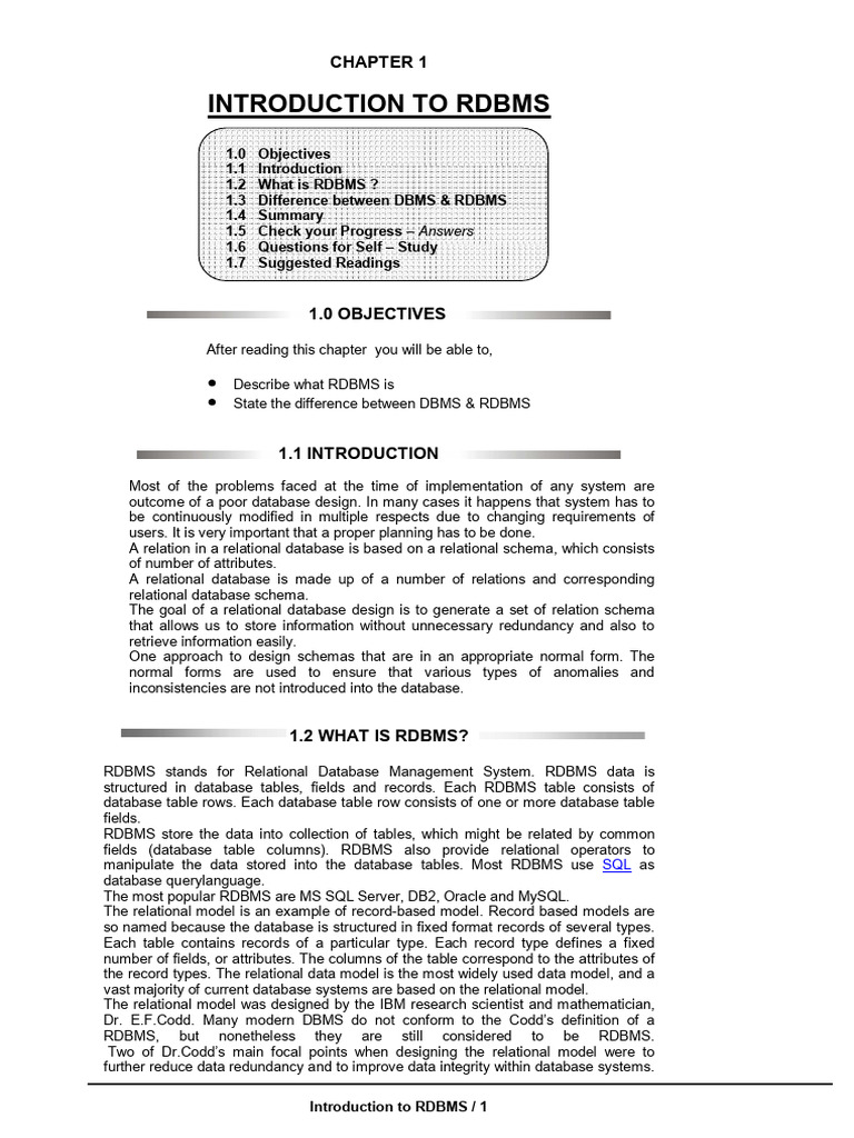 Database Management System 1 Pdf Relational Database Databases