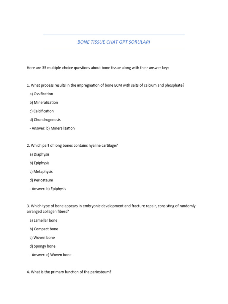 Bone Tissue Chat GPT Sorulari | PDF | Bone | Osteoblast