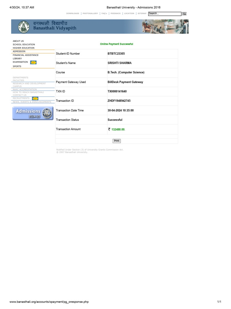 Banasthali University - BTBTC23305-sem3 | PDF