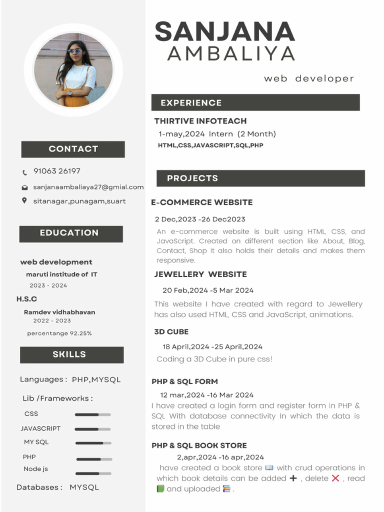 Sanjana CV | PDF