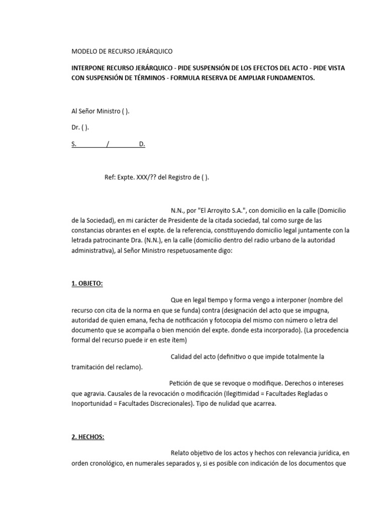 Modelo de Recurso Jerárquico | PDF | Nulo (ley) | Gobierno