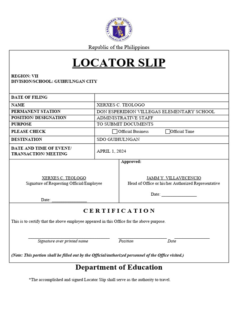 Locator Slip | PDF