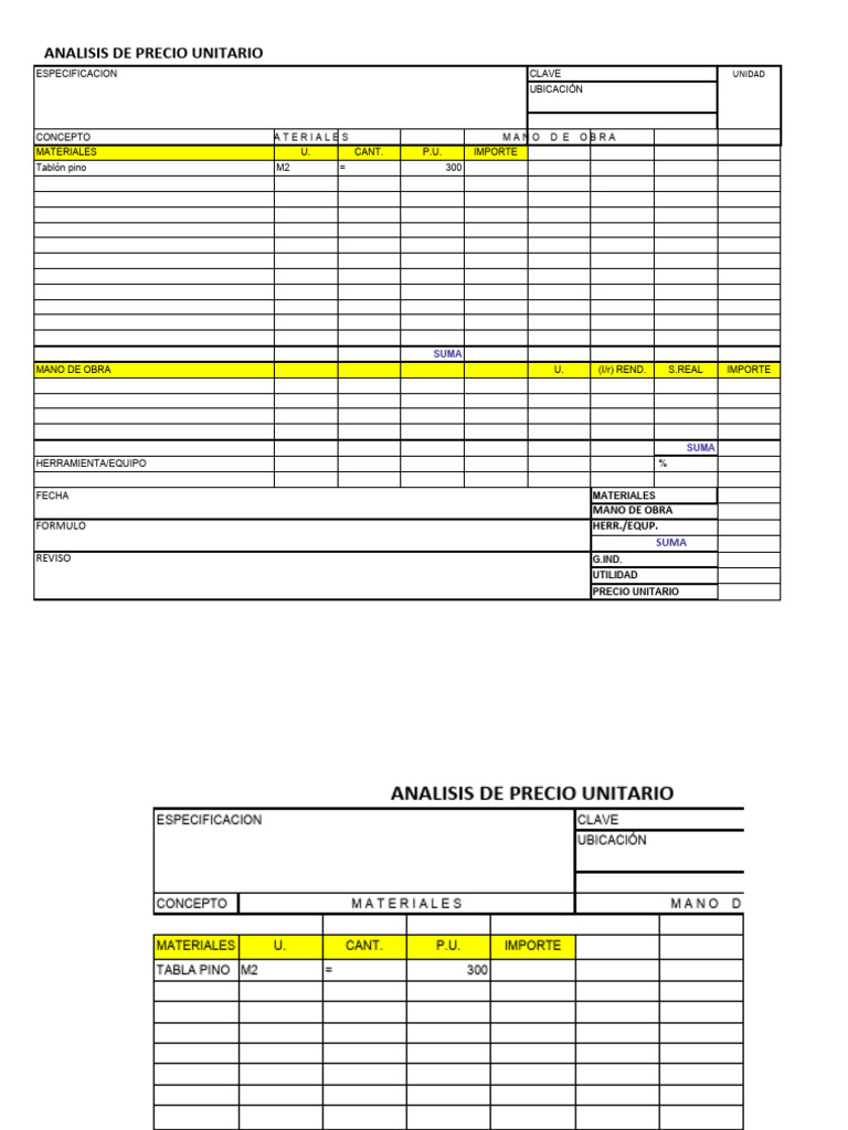 Formato Precios Unitarios | Descargar gratis PDF | Materiales de construcción | Cemento