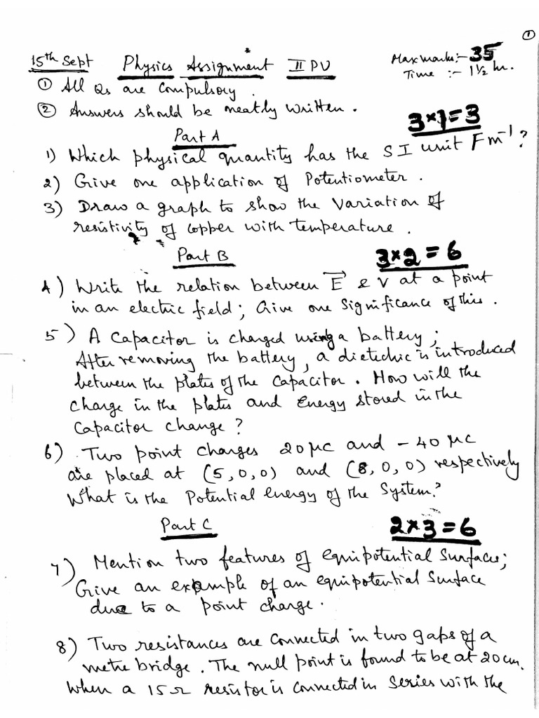 Physics Assignment September 2021 2nd Pu | PDF