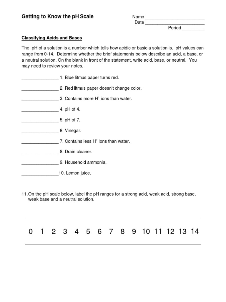 ,,getting To Know PH Worksheet | PDF | Ph | Acid