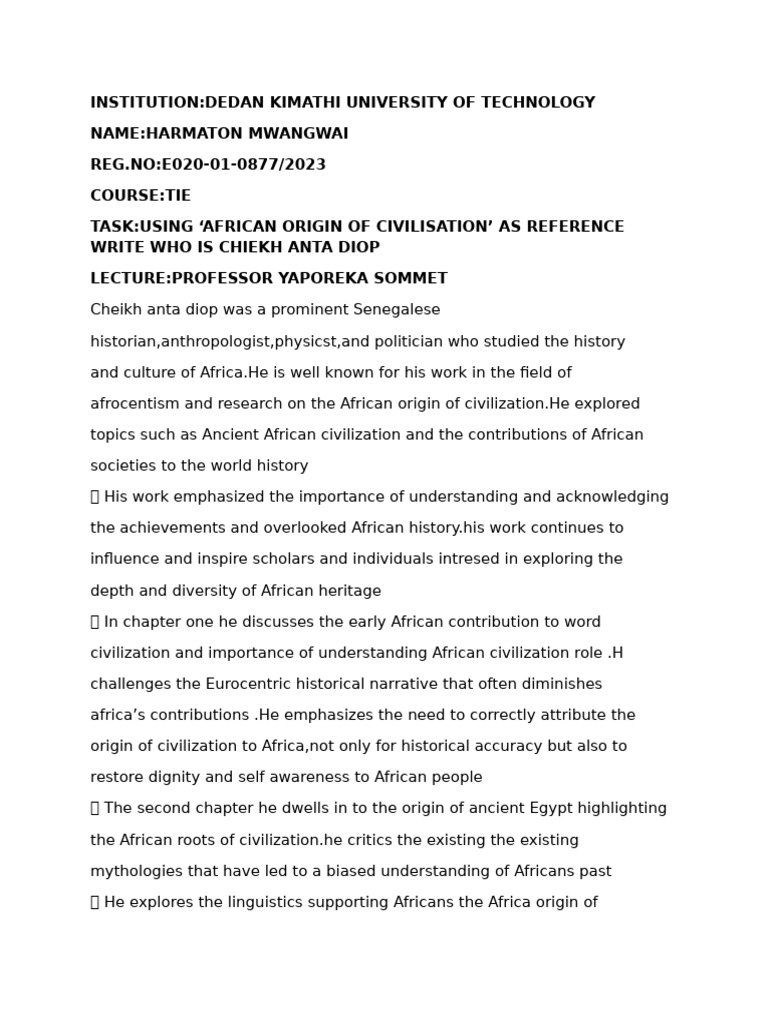 Exploring Cheikh Anta Diop | PDF | Afrocentrism | Liberal Arts Education