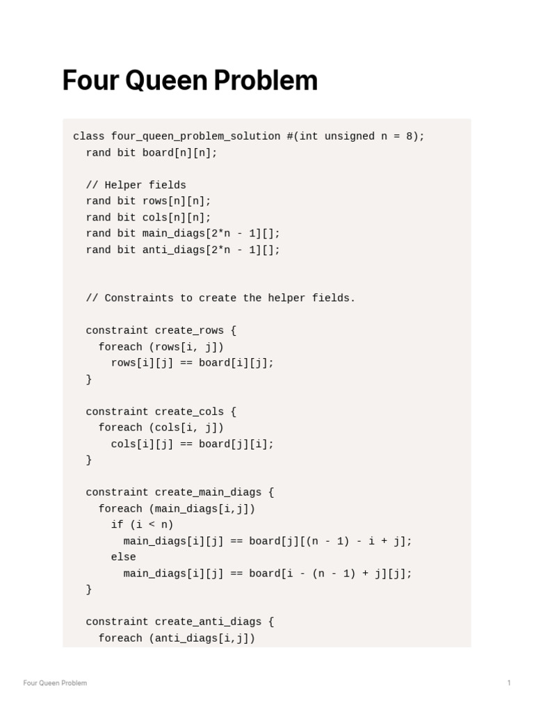 Four Queen Problem Constraints 1717655375 | PDF | Computer Programming ...