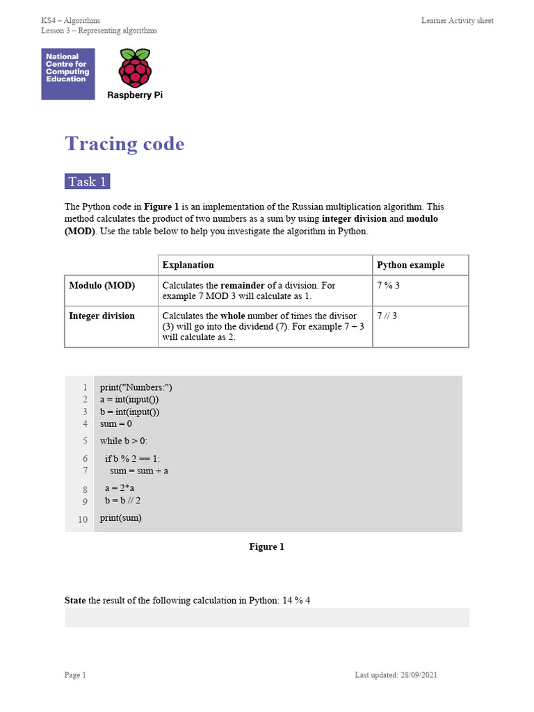 A2 Worksheet - Tracing Code (Incomplete) | PDF | Number Theory | Algorithms And Data Structures