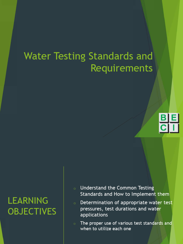 Water Testing Standards | PDF | Pressure