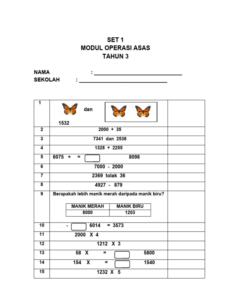 Modul Operasi Asas Tahun 3 | PDF