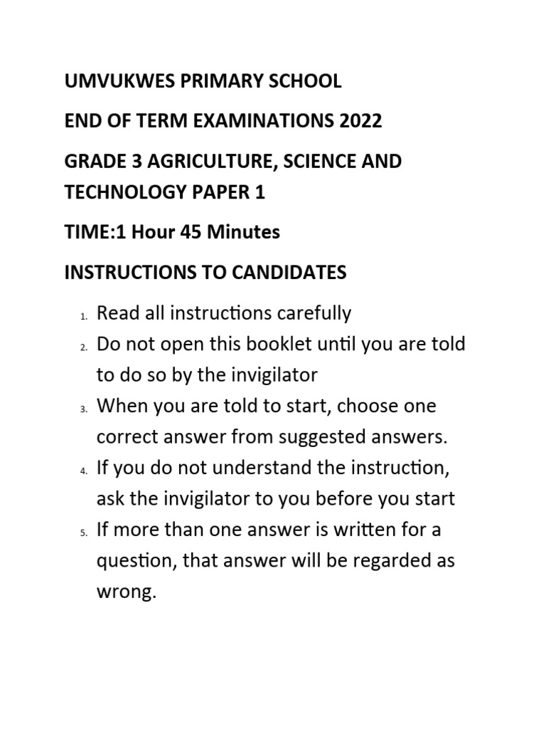 Agric Paper 1 | PDF | Computer Data Storage | Soil