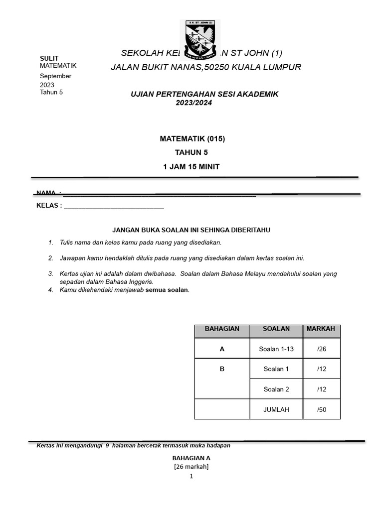 Upsa 2023 Mate THN 5 | PDF