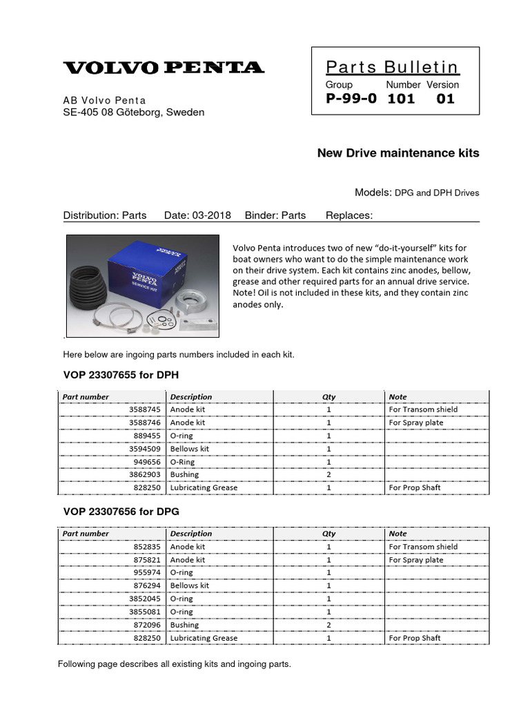 Parts Bulletin: SE-405 08 Göteborg, Sweden | PDF | Mechanical Engineering
