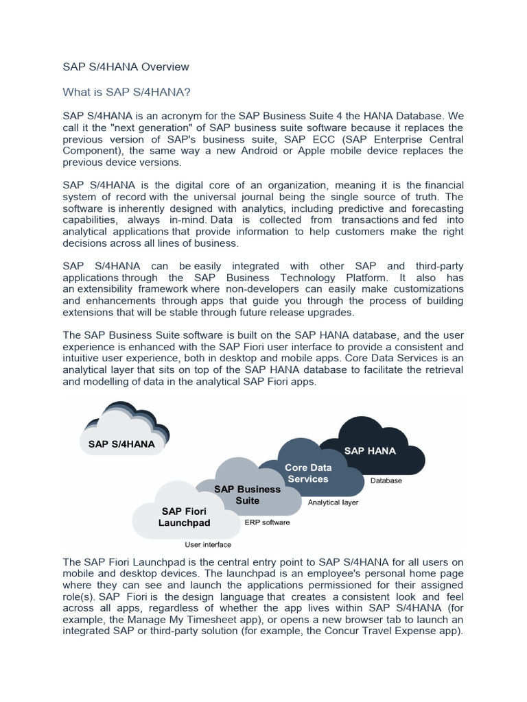 SAP S4 HANA Overview | PDF | Databases | Application Software