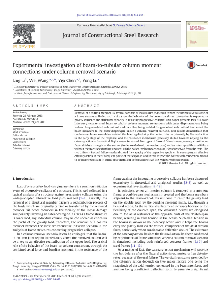 Li Et Al (2013) - Experimental Investigation CHS To I-Bem Under Column ...