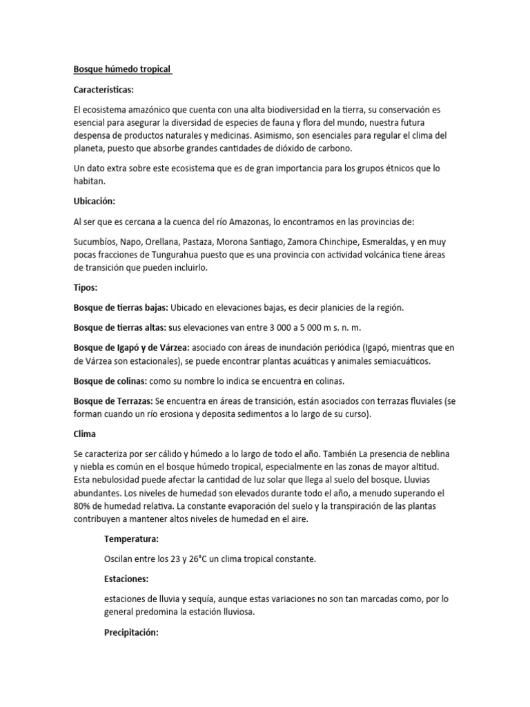 Características del bosque húmedo tropical | PDF | Los bosques | Suelo