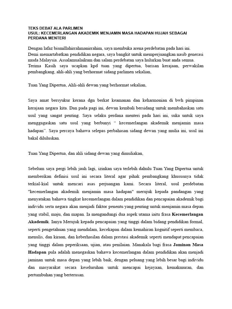 Teks Debat Ala Parlimen | PDF