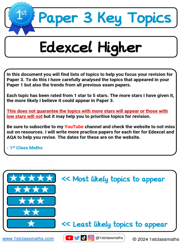 Edexcel Paper 3 Revision Topics Guide | PDF | Educational Organizations ...
