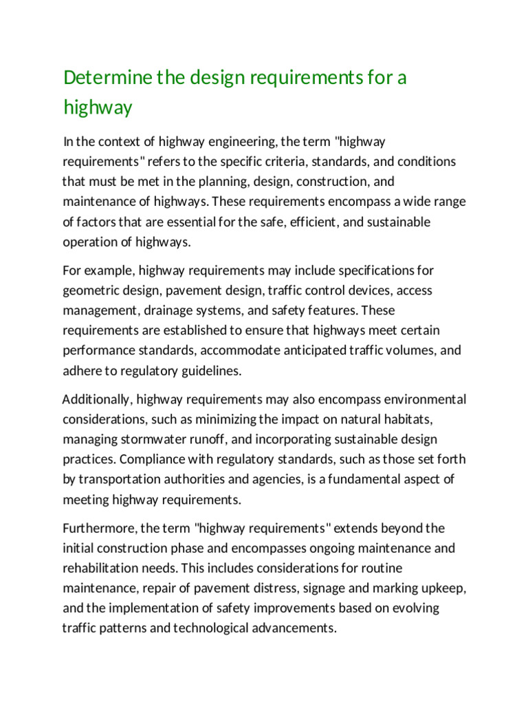 Highway Design Requirements Overview | PDF | Road | Traffic