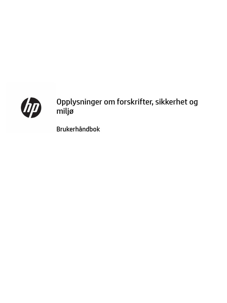 Opplysninger Om Forskrifter, Sikkerhet Og Miljø: Brukerhåndbok | PDF
