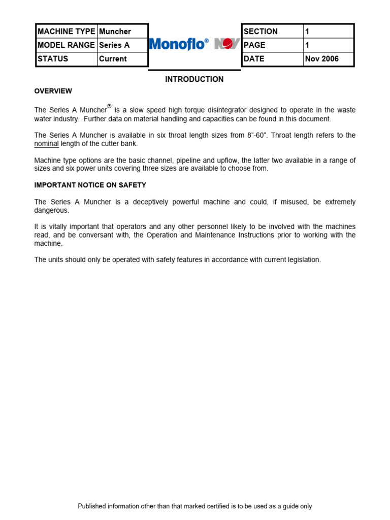 A - MUN - 001 - Monoflo Series A Muncher Product Manual | PDF | Steel ...