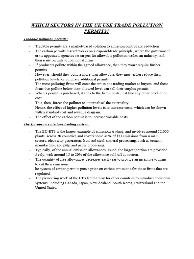 Trade Pollution Permits Econ | PDF