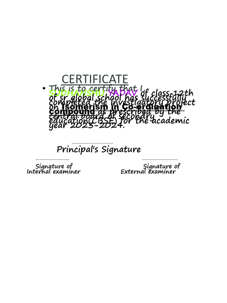 Class 12 Chemistry Project Completion | PDF
