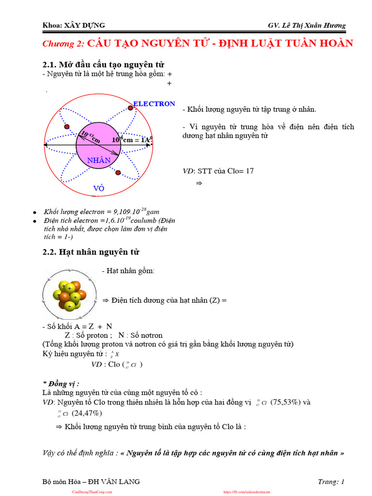 Hoa-Dai-Cuong - Le-Thi-Xuan-Huong - Ly-Thuyet - Chuong-2-Cau-Tao-Nguyen-Tu - Dinh-Luat-Tuan-Hoan ...
