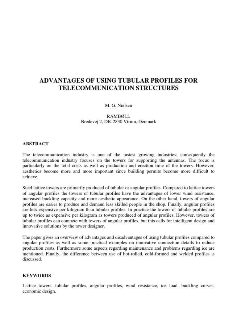 Tubular Profiles For Telecom Structures | PDF | Drag (Physics) | Buckling