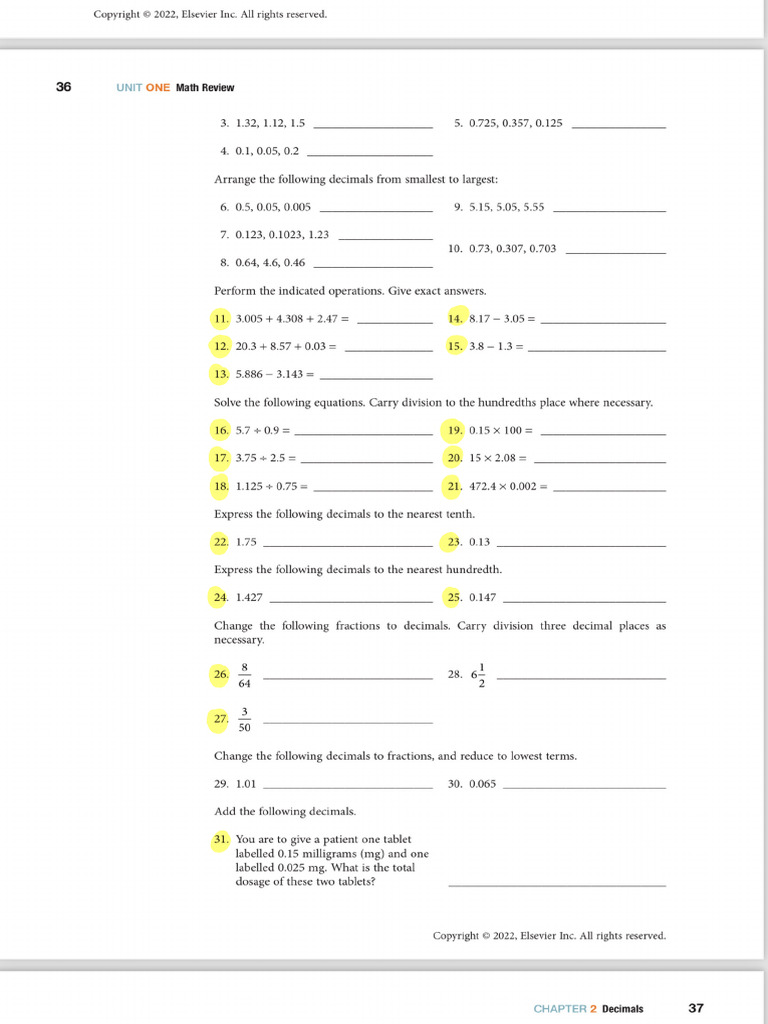 Chapter 2 - Decimals | PDF